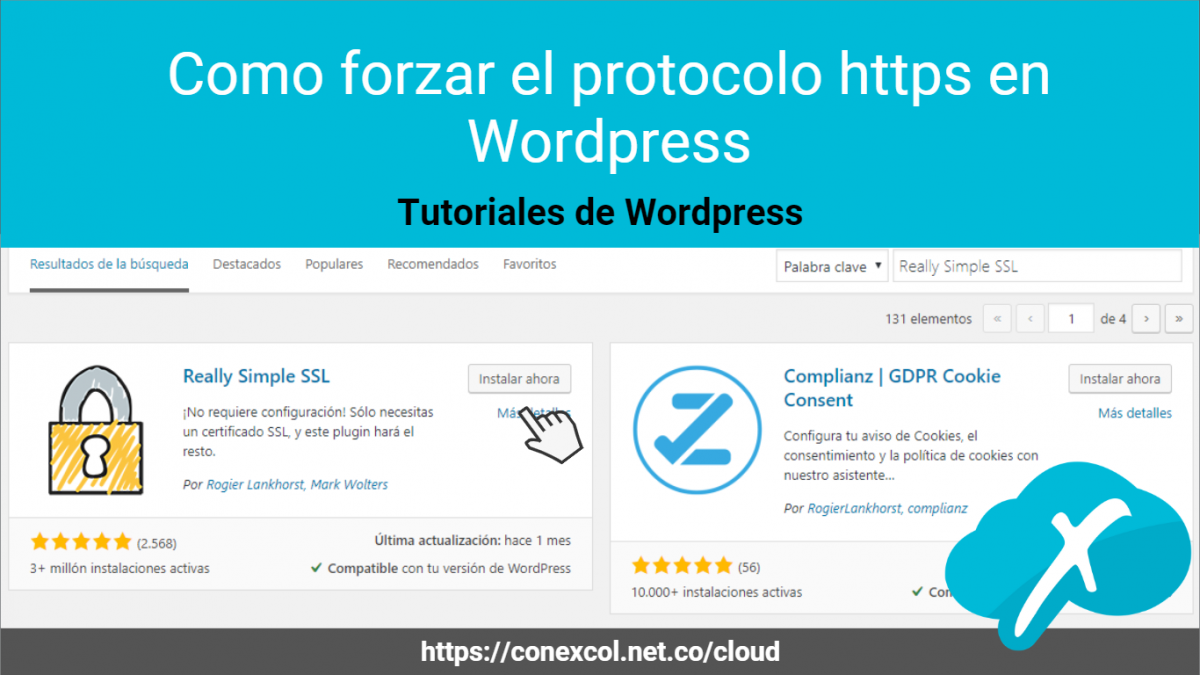 Como forzar el protocolo https en Wordpress | Conexcol Cloud Colombia