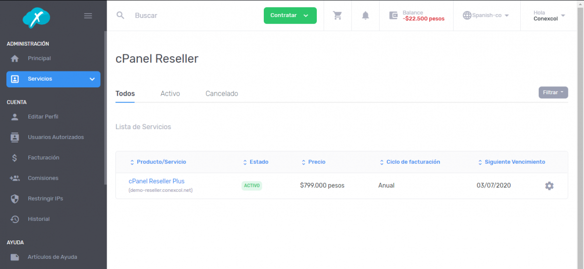Como crear un paquete en WHM | Conexcol Cloud Colombia