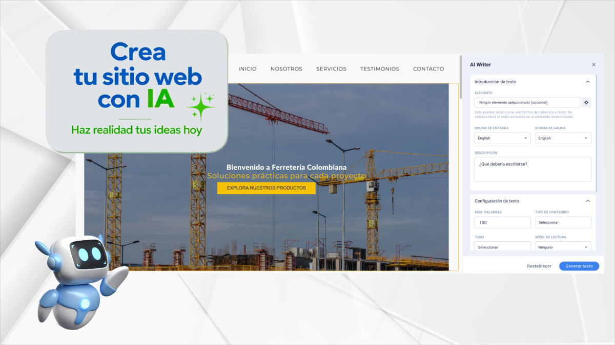 Creador de páginas web con ia | Conexcol Cloud Colombia