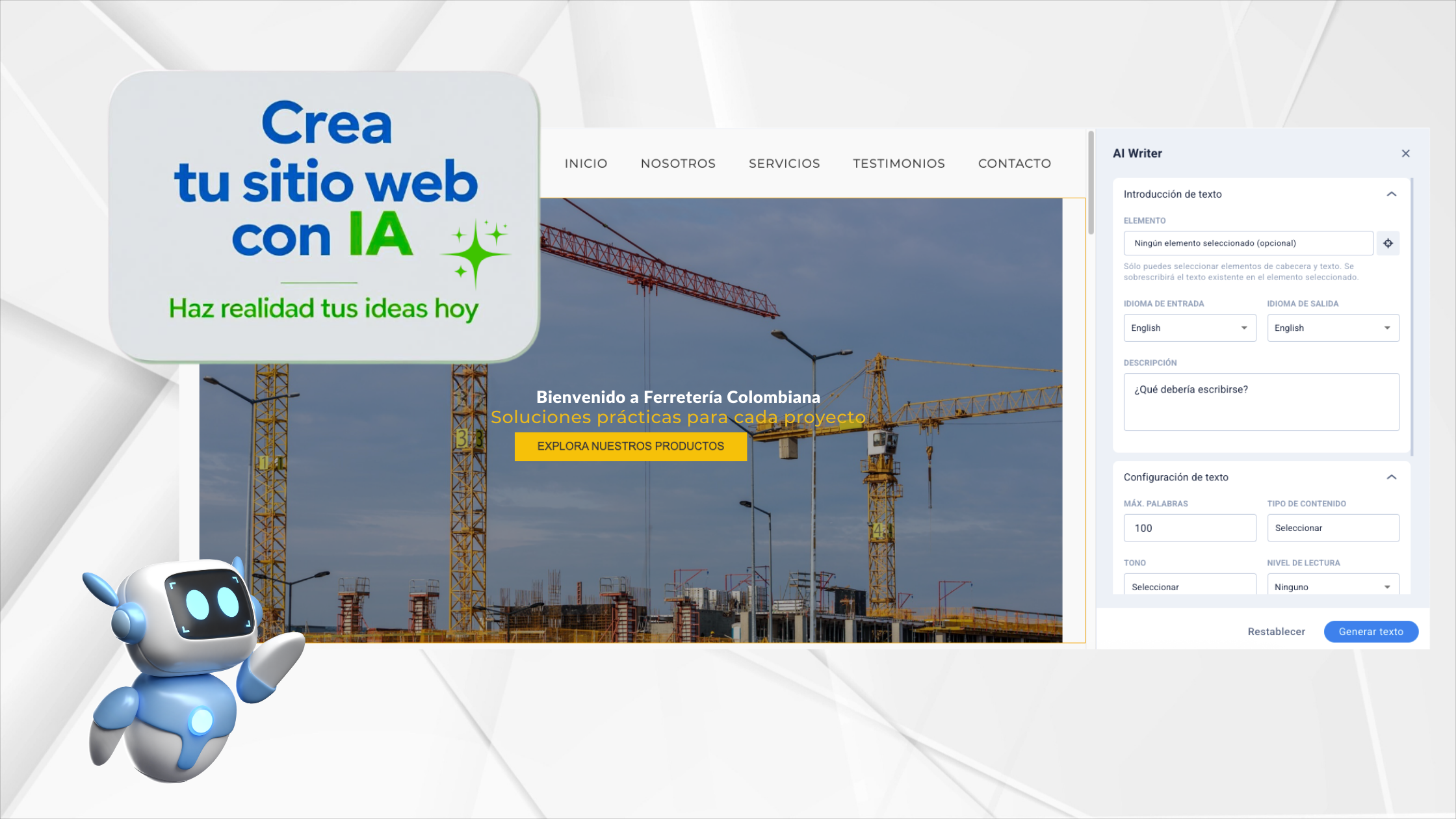 Creador de páginas web con ia | Conexcol Cloud Colombia